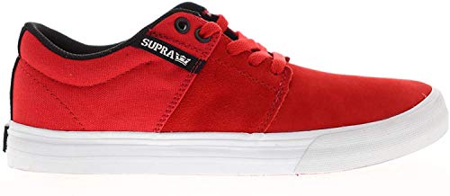 Supra 08029 Men's Stacks II Vulc Skateboarding Shoe, Risk Red-White - 6 M US