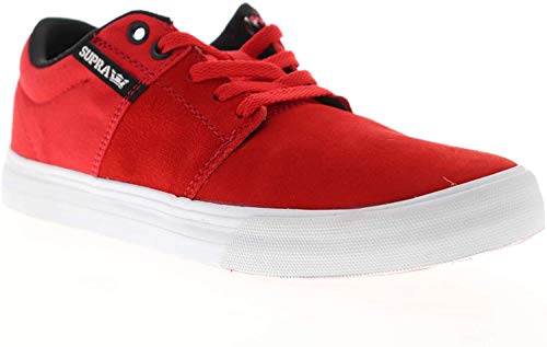Supra 08029 Men's Stacks II Vulc Skateboarding Shoe, Risk Red-White - 6 M US