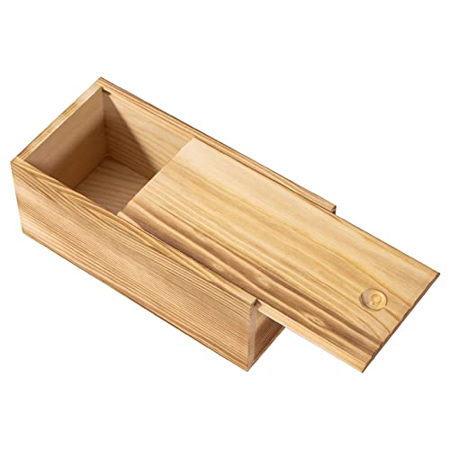 Useekoo Vintage Wood Box with Slide Lid, 7.8'' x 3.9'' x 3.1'' Keepsake Storage Wooden Box, Rustic Wood Gift Boxes for Art Hobbies, DIY Lovers, Desk Organizers, Cards and Home Decorations