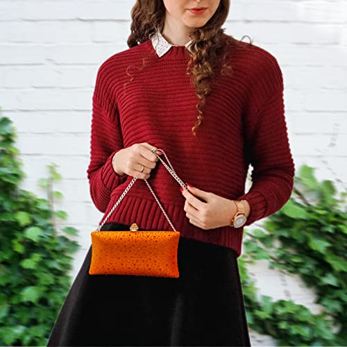 Women Rhinestone Clutch Purses, Envelope Clutch Evening Bags Glitter Evening Handbag for Wedding Cocktail Prom Party (Orange)