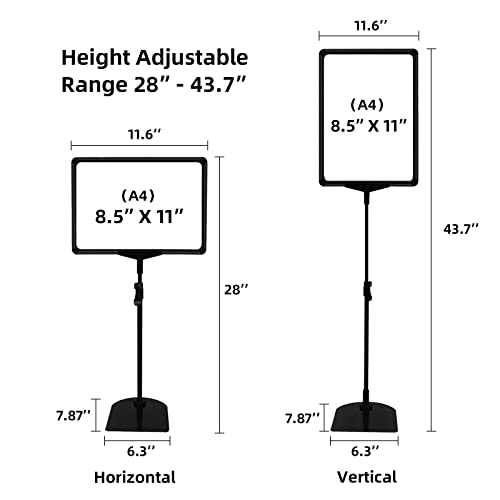 SONFILY A frame Sign Holder Adjustable Poster Stand Sign Stands For Display Floor Standing Sign Holder Small Retail Signs Double Sided Signs Indoor For Fair Store Shop,8.5x11in,2 Pack Black