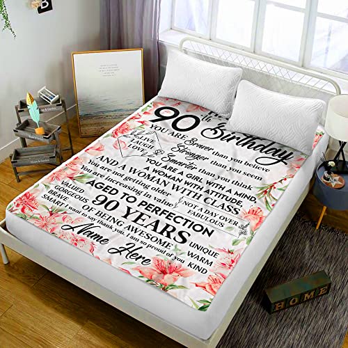 PREZZY 90th Birthday Blanket You are Braver Than You Believe Sofa Warm Blanket Mothers Day Present Personalized 1933 90 Years Old Bday Decorations Ultra Soft Fleece Sherpa Throw Blankets