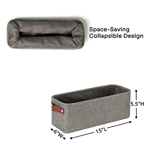 DULLEMELO Collapsible Bundle Baskets 4 Cube Baskets 11"x11"x11" + 2 Narrow Baskets 15"x6"x5.5"(Grey)
