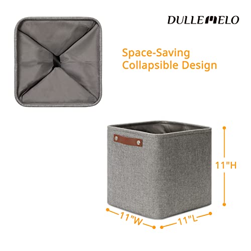 DULLEMELO Collapsible Bundle Baskets 4 Cube Baskets 11"x11"x11" + 2 Narrow Baskets 15"x6"x5.5"(Grey)