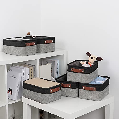 DULLEMELO Collapsible Bundle Baskets 4 Cube Baskets 11"x11"x11" + 6 Small Baskets 11.8"x7.9"x5.1"(Black&Grey)