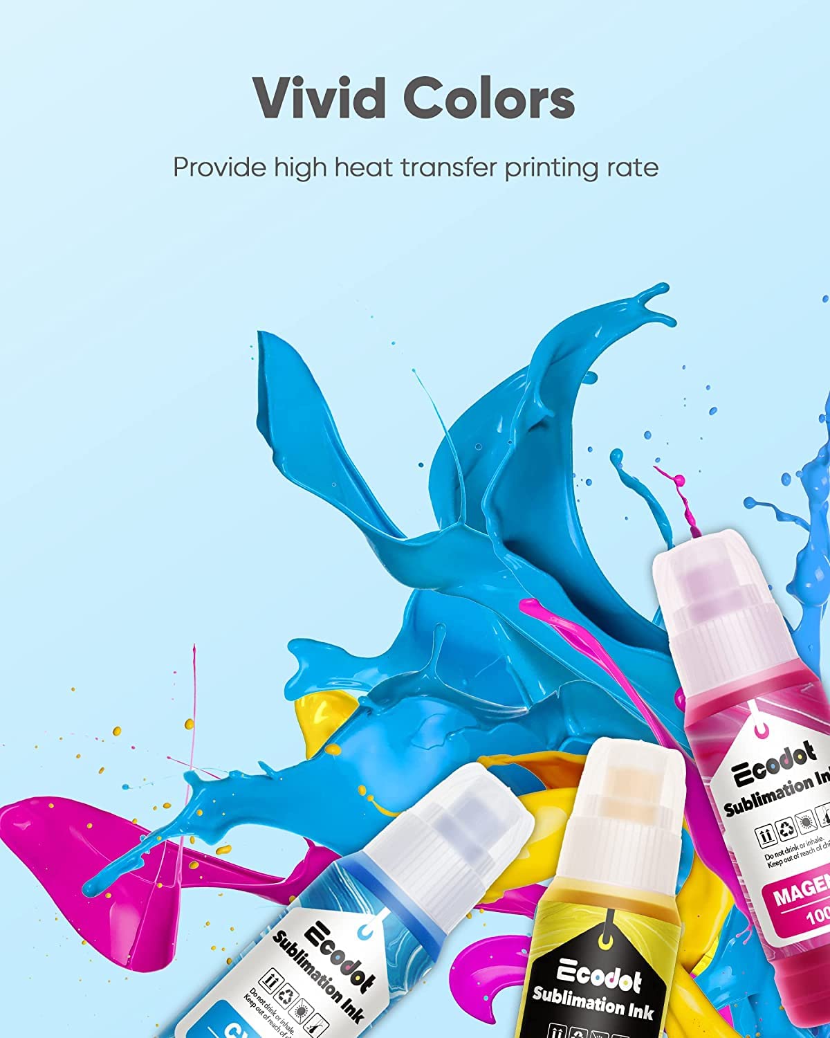 ecodot 400ML Autofill Sublimation Ink for EcoTank Inkjet Printer ET-2720 ET-2760 ET-3760 ET-4700 ET-7710 ET-15000 ET-2803 ET2800 Heat Press Transfer on T-Shirt Mug