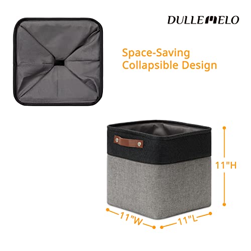 DULLEMELO Collapsible Bundle Baskets 4 Cube Baskets 11"x11"x11" + 6 Small Baskets 11.8"x7.9"x5.1"(Black&Grey)