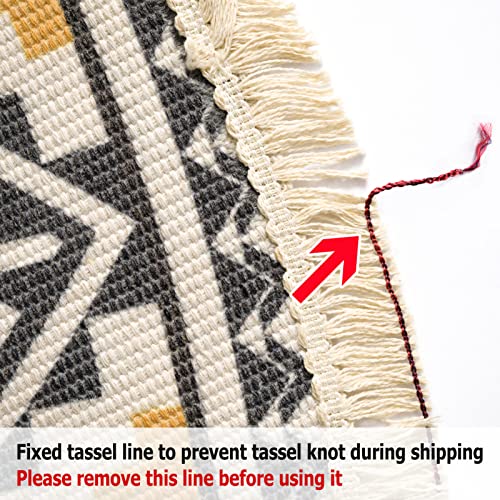 Miiciuib Boho Round Rugs, 3'x3' Round Bohemian Mandala Tassels Decor Carpet Woven Circle Mat for Kitchen Living Room Bedroom Bathroom