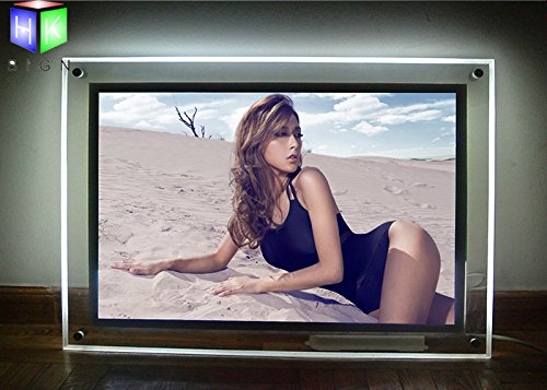 HKSIGN-A2 Acrylic Backlit Light Crystal Led Photo Frame Light Box for Office Store Sign Display with Wall Mounted