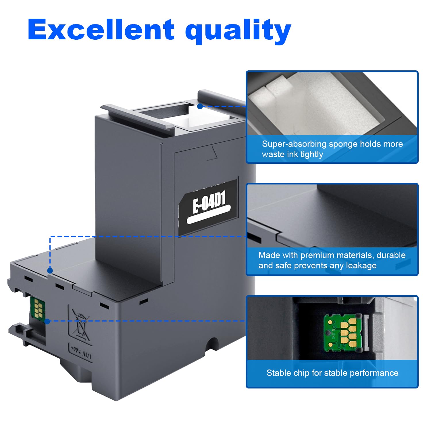 T04D1 Ink Maintenance Box for ET-15000 ET-3750 ET-3760 WF-2860 ET-4760 ET-3850 ET-4850 XP-5100 Printers(TO4D1/ EP-04D1/ TO4D100/ EWMB2/ 04D1 Waste Ink Tank)