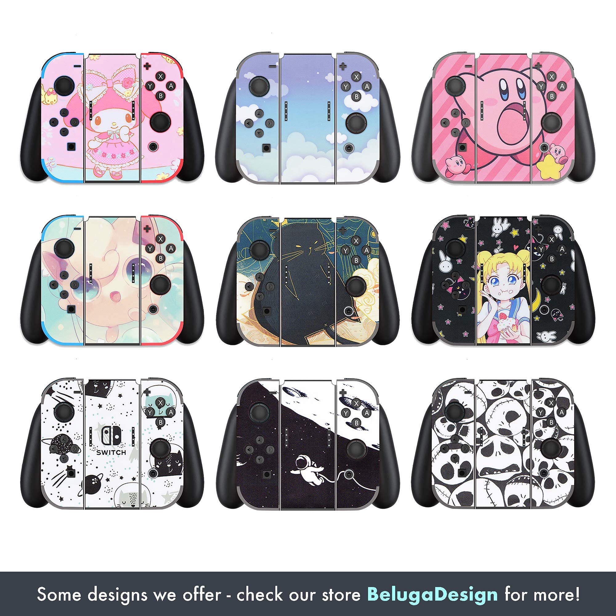 BelugaDesign Hello Melody Switch Skin | Cute Pastel Sticker Wrap Vinyl Decal | Bunny Animal Anime Kawaii Japanese Cartoon Game l Compatible with Nintendo Switch (Switch Standard, Pink)
