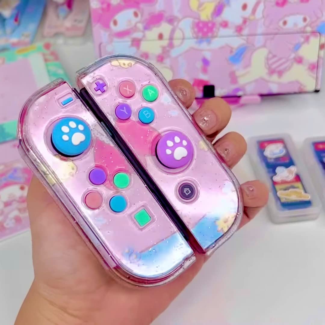 BelugaDesign Hello Melody Switch Skin | Cute Pastel Sticker Wrap Vinyl Decal | Bunny Animal Anime Kawaii Japanese Cartoon Game l Compatible with Nintendo Switch (Switch Standard, Pink)