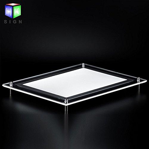 HKSIGN-A2 Acrylic Backlit Light Crystal Led Photo Frame Light Box for Office Store Sign Display with Wall Mounted