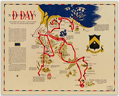 Vintage Photograph of Normandy D-Day WW2 Map Print, 1994 World War 2 Wall Art D-Day Military Decor Gifts - Historical Poster and Art Prints War Military American History (16x24)