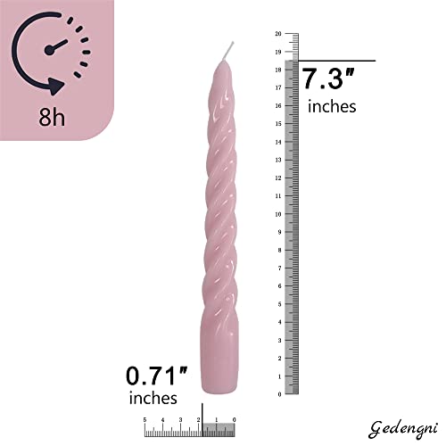 Handmade Candle Sticks Taper Candles - Gedengni Twist Candlesticks for Table Decor Housewarming Gift Idea-2pcs, 7.3 Inch(Pink)