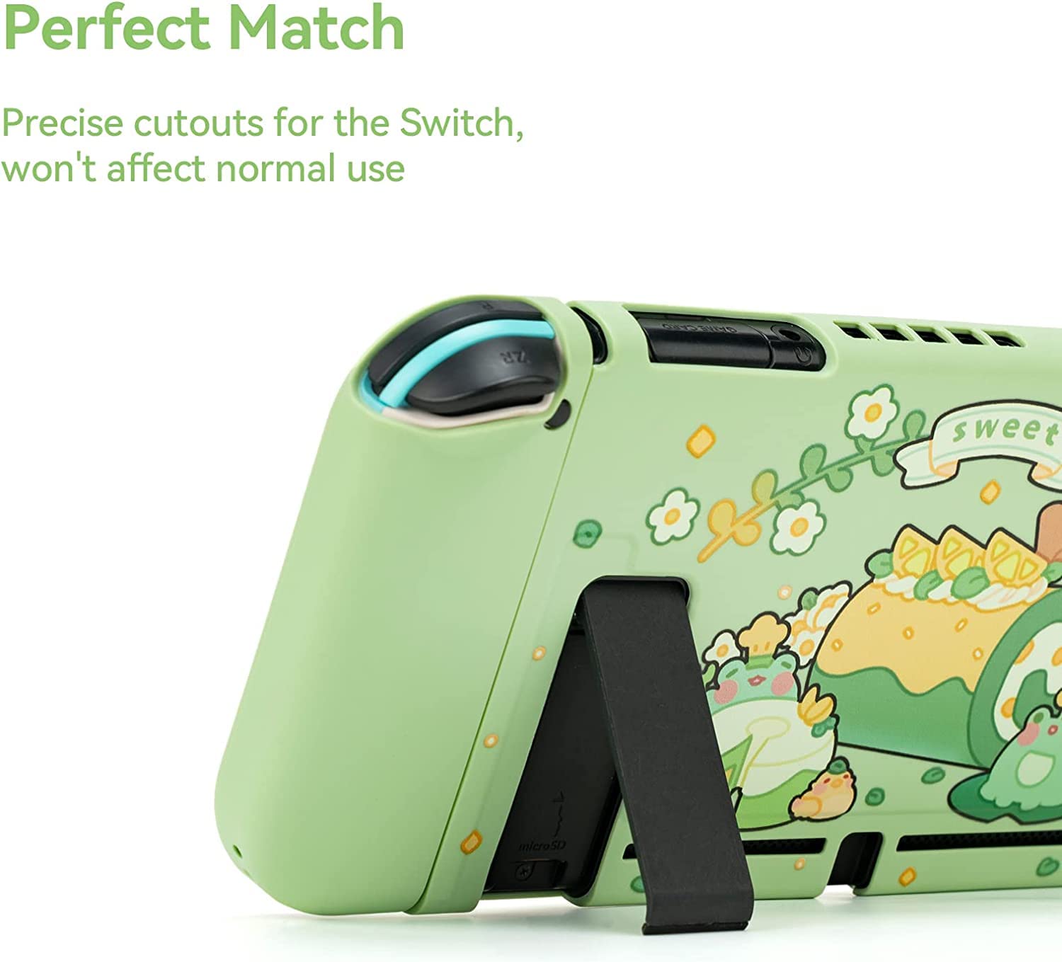 GeekShare Protective Case Compatible with Switch, Soft TPU Slim Case Cover Compatible with Switch Console and Joy Con Controller - Matcha Froggy