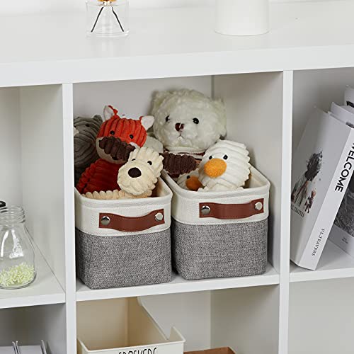 DULLEMELO Collapsible Bundle Baskets 4 Cube Baskets 11"x11"x11" + 2 Narrow Baskets 15"x6"x5.5"(White&Grey)