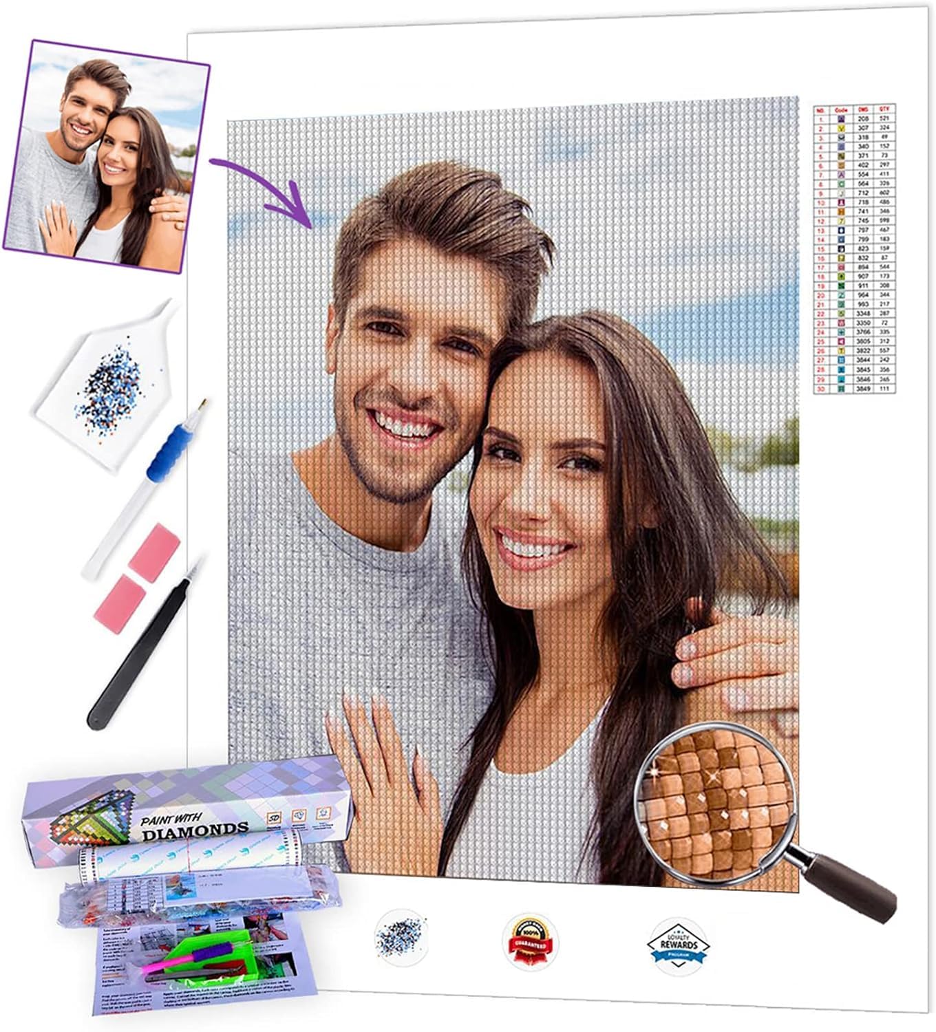 KYOQFVN Diamond Art Painting Kits for Kids with Wooden Frame, 5D Diamond Art Kits for Beginners, DIY Full Drill Big Gem Art for Ages 4-6-8-12, for Home Wall Decor 6x6inch(Ku-romi and Me-lody)