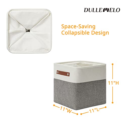 DULLEMELO Collapsible Bundle Baskets 4 Cube Baskets 11"x11"x11" + 2 Narrow Baskets 15"x6"x5.5"(White&Grey)