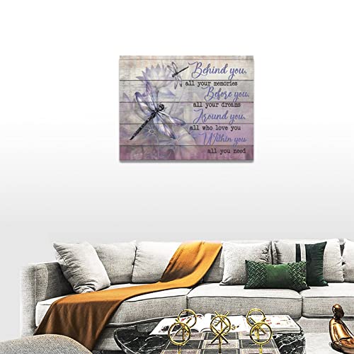 Purple Dragonfly wall art Inspirational Quotes Wall Decor Gift for Daughter Farmhouse Canvas Prints Rustic Dragonfly Country Painting Pictures Motivational Framed Artwork for Home Living Room Bedroom Bathroom 16"x12"