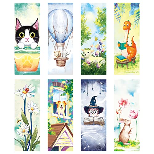 YoeeJob 16pcs Watercolor Bookmarks for Women/Kids/Book Lovers, Spring Bookmarks Gift for Friends, Animal/Plant Book Mark Bulk for Students, Teacher Classroom Gifts, Reading Present