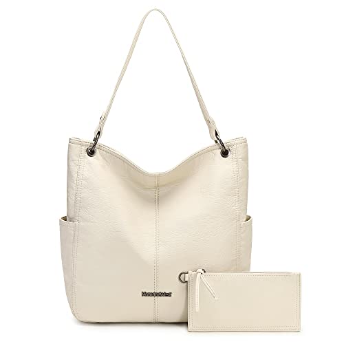 Montana West Hobo Purse for Women 2pcs Handbag Set Shoulder Bag Soft Washed Leather Top Handle Satchel with Wallet MWC2-115BG