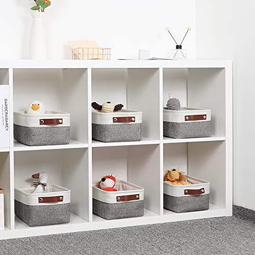 DULLEMELO Collapsible Bundle Baskets 2 Large Baskets 16"x12"x12" + 6 Small Baskets 11.8"x7.9"x5.1"(White&Grey)