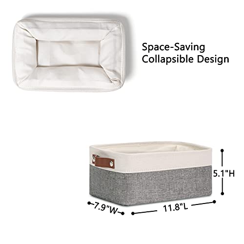DULLEMELO Collapsible Bundle Baskets 2 Large Baskets 16"x12"x12" + 6 Small Baskets 11.8"x7.9"x5.1"(White&Grey)