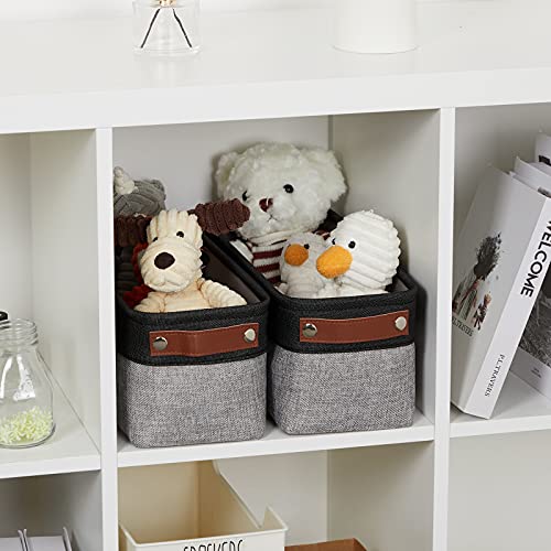 DULLEMELO Collapsible Bundle Baskets 2 Large Baskets 17"x12"x15" + 2 Narrow Baskets 15"x6"x5.5"(Black&Grey)