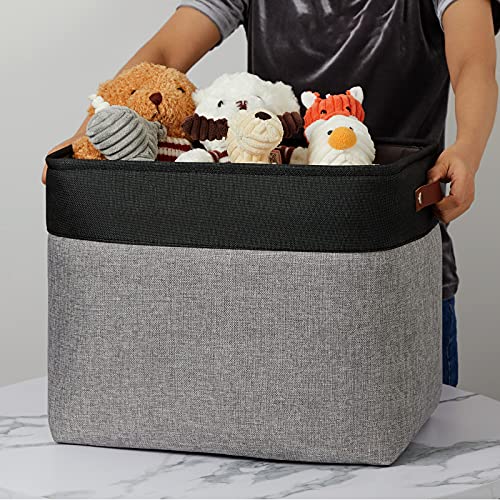 DULLEMELO Collapsible Bundle Baskets 2 Large Baskets 17"x12"x15" + 2 Narrow Baskets 15"x6"x5.5"(Black&Grey)