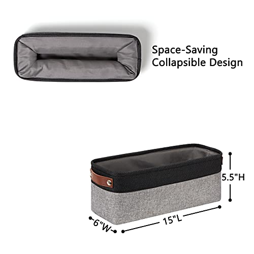 DULLEMELO Collapsible Bundle Baskets 2 Large Baskets 17"x12"x15" + 2 Narrow Baskets 15"x6"x5.5"(Black&Grey)