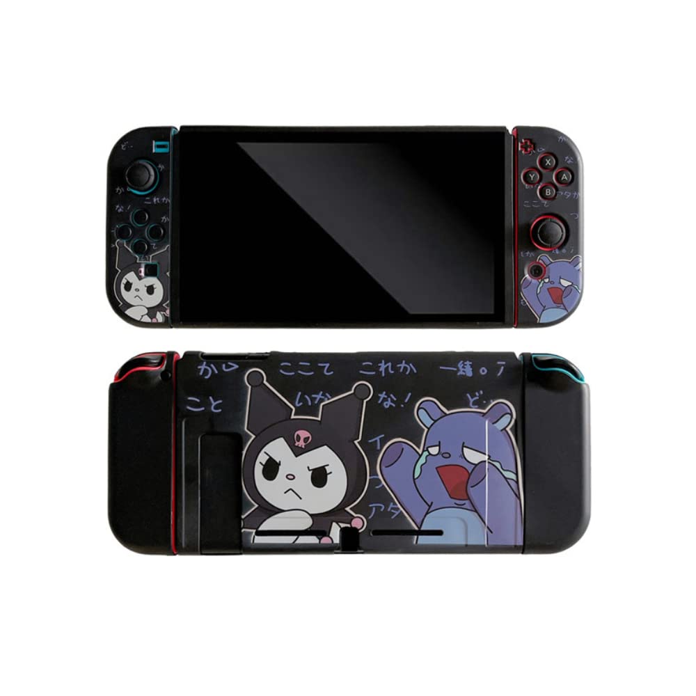 ENIFLY Cute Soft Shockproof Kuromi Dockable Cover Case Compatible with Nintendo Switch, Durable Scratch Resistant Shell for Joycon, Silicone Protective Skin Set