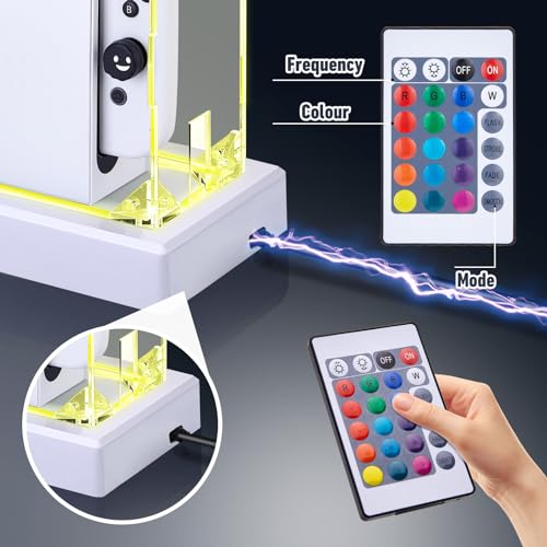 Fwieurow Upgraded Dust Cover, 16 Led Color Lampholders, 4-Mode Dimming, Suitable For Nintendo Switch/OLED, Acrylic Transparent Waterproof, Dustproof Bottom Box, Cool Switch Accessories