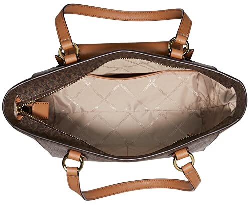 Michael Kors Joe Jet Set Medium Top Zip Brown MK Signature Tote Bag