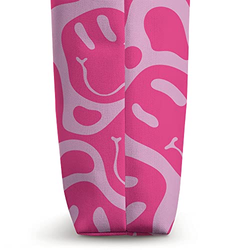 aesthetic trippy pink liquid swirl dripping smile face Tote Bag