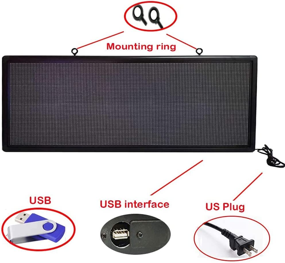 PH6 mm Outdoor LED Sign,40" x 18" Full Color Programming Support Texts, Images and Video Display.HIGH DEFINITION & HIGH BRIGHTNESS
