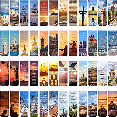 Bible Verses Bookmarks ,Magnetic Book Marks,Christian Bookmarks Religious Christian Gifts Inspirational Quotes Bookmark for Reading Rewards, Church Supplies, Giveaways for Sunday School (48 Pieces)