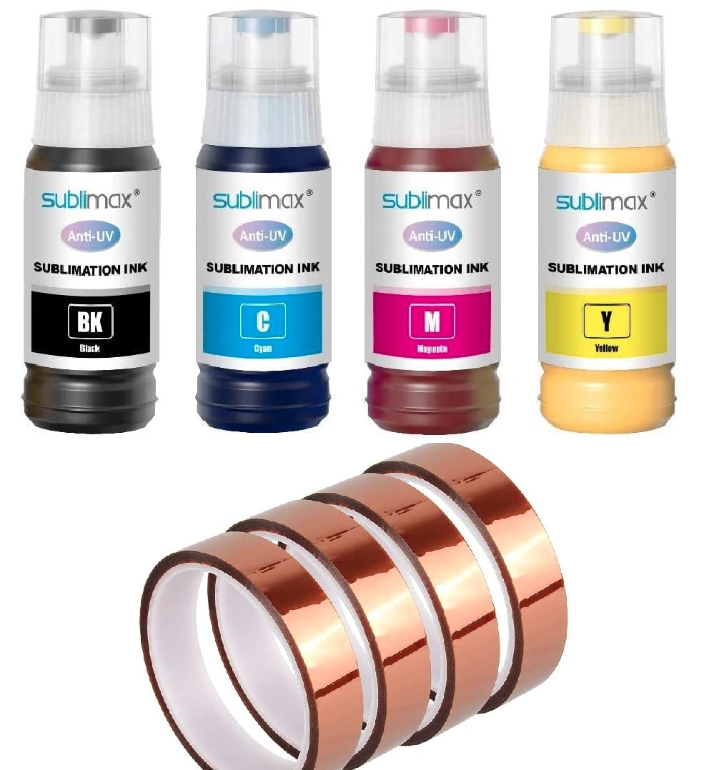 Sublimax Sublimation Ink for Epson EcoTank Supertank Printer with 4 Tapes Cyan-Yellow-Magenta-Black