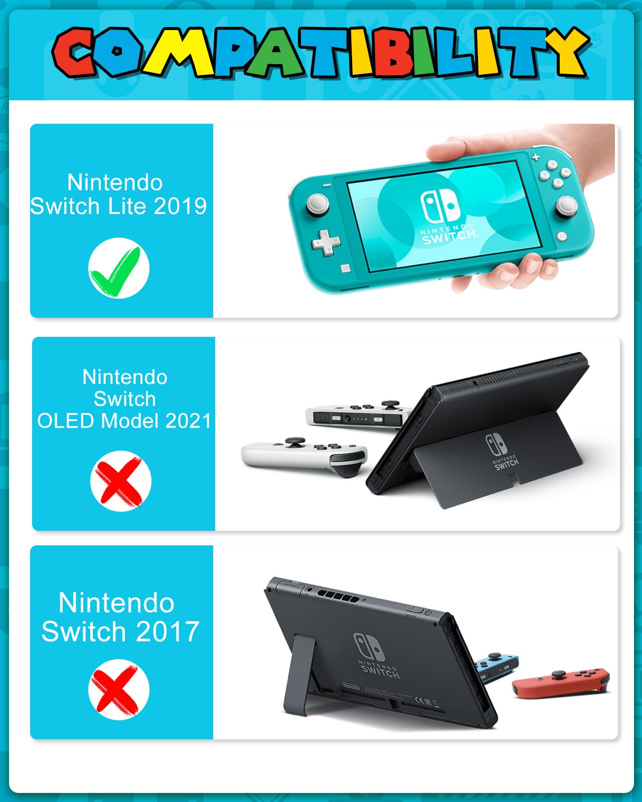 Gurgitat 7in1 Sun Moon Witchy Switch Lite Case for Nintendo Switch Lite Carrying Cases Girly Protective Cover Dockable Skin+Thumb Grips+Game Holder+Shoulder Strap+Sticker for Switch Lite Travel Case
