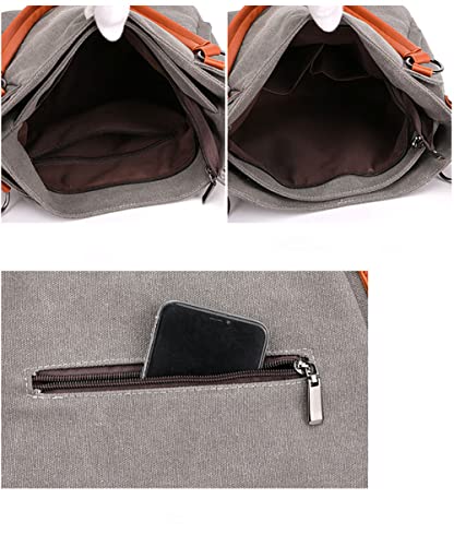 Large Pocket Casual Handbags Canvas Crossbody Bag for Women, Multi Compartment Tote Purse Leather Bags (Black)