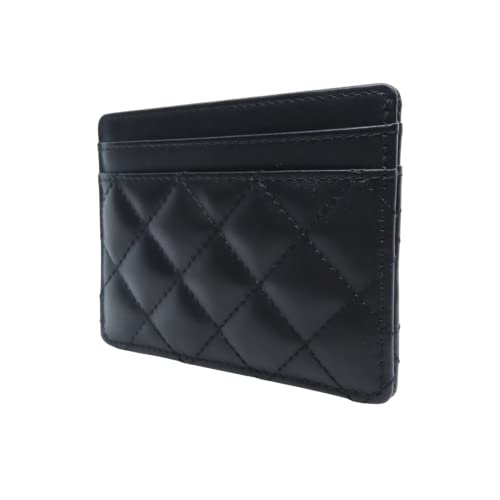 Slim Quilted Leather Card Holder Wallet with RFID Blocking