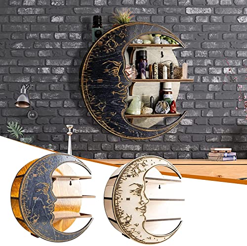 HAOYOUJIA Moon Crystal Shelf Moon Crystal Shelf Shelf Wood Craft Wooden Moon Shelf Designed for Crystal Moon Shelf (Purple)