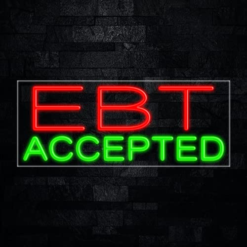 LED Flex Neon EBT Accepted Sign for Business Displays | Electronic Light Up Sign for Retail Businesses | 32"W x 13"H x 1"D