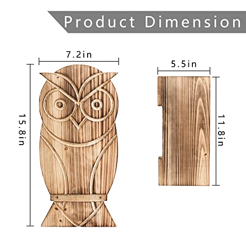 ALONLIENGU Floating Shelves Wall Mounted, Wood Hanging Shelf for Bedroom Living Room Bathroom Kitchen, Owl Animal Shape (Torched Wood)