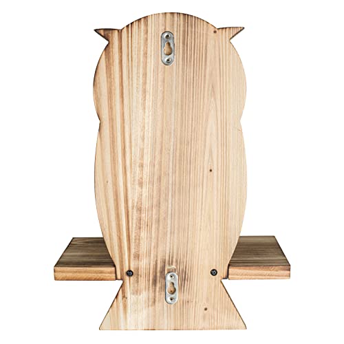 ALONLIENGU Floating Shelves Wall Mounted, Wood Hanging Shelf for Bedroom Living Room Bathroom Kitchen, Owl Animal Shape (Torched Wood)
