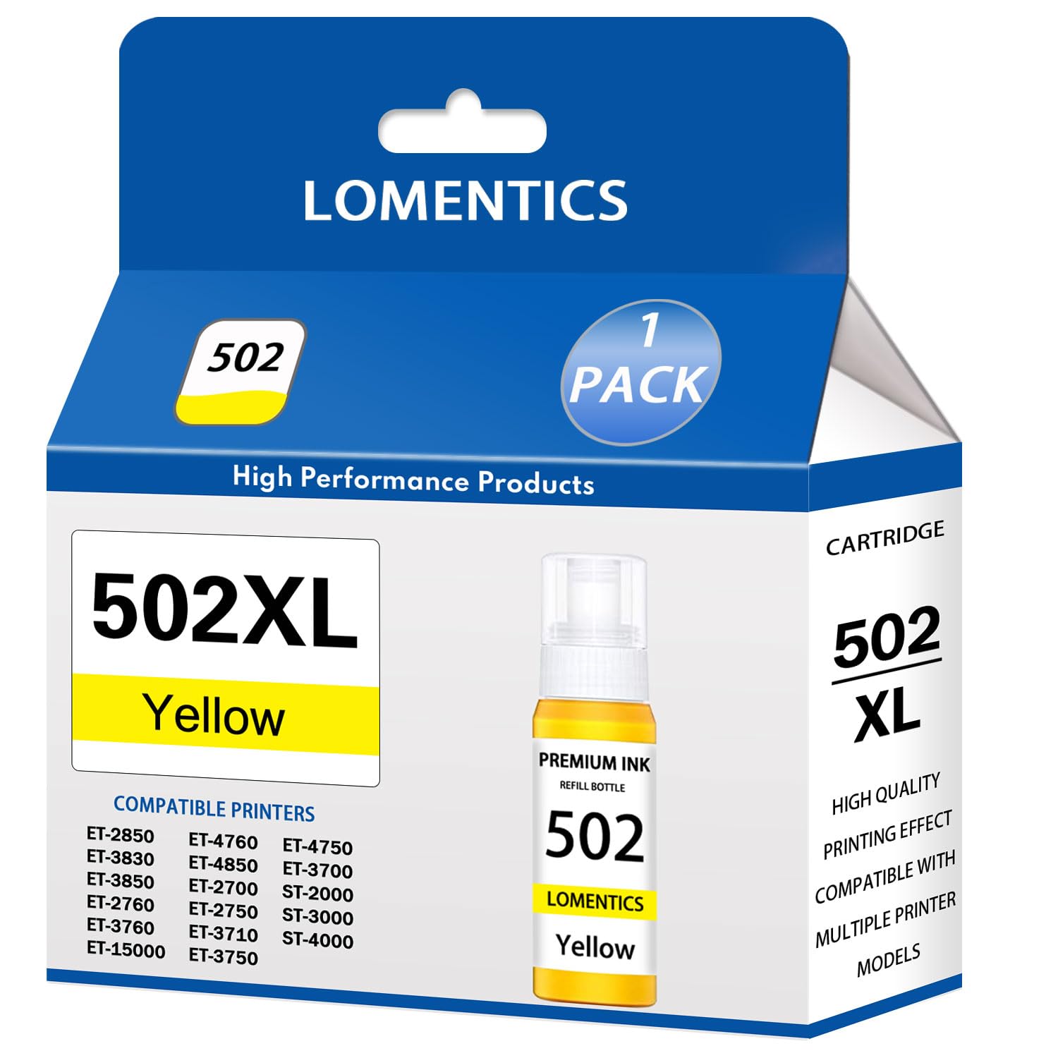 502XL Ink Refill Bottles Yellow LOMEN Replacement for epson 502XL 502 ET-2850 ET-3830 ET-3850 ET-2760 ET-3760 ET-15000 ET-4760 ET-4850 ET-2700 ET-2750 ET-3710 ET-3750 ET-4750 ET-3700 (1 Pack,Yellow)