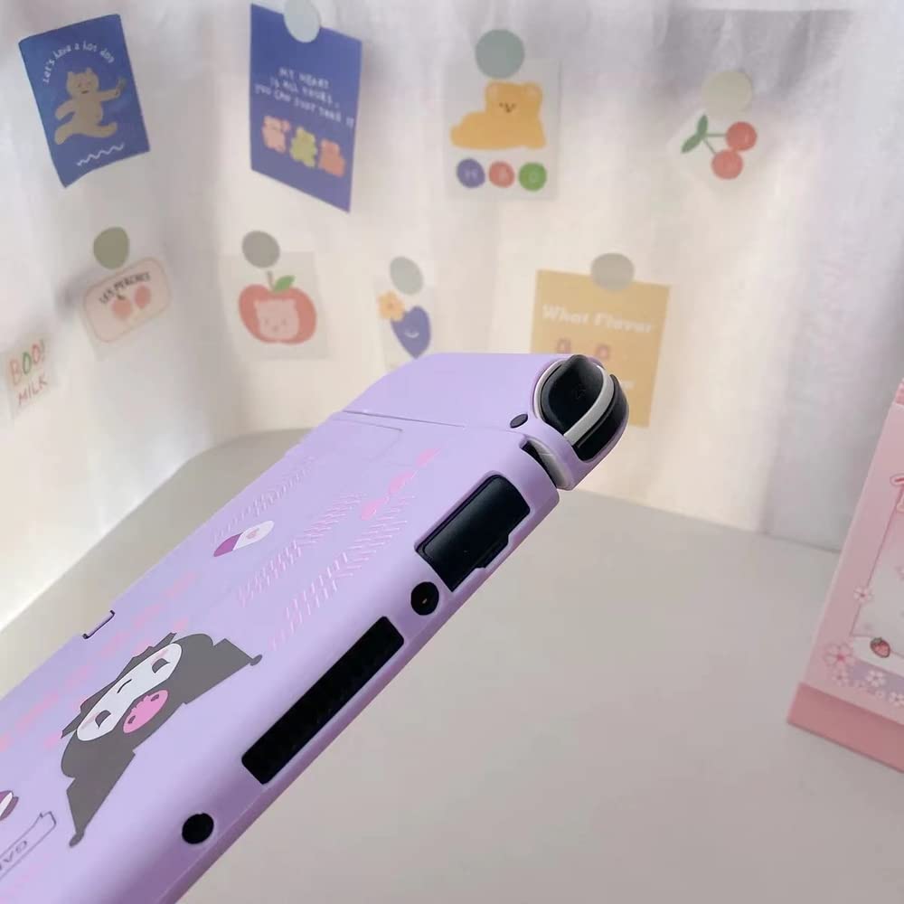 Cute Kuromi Case Compatible with Nintendo Switch OLED, Dockable Case Cover, Ergonomic Soft TPU Grip Case for Joycon, Sparkle Skin Set