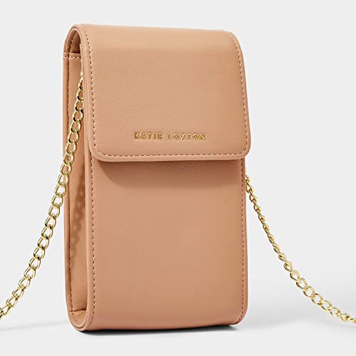 KATIE LOXTON Amy Small Womens Vegan Leather Chain Strap Mini Crossbody Clutch Handbag Purse Taupe