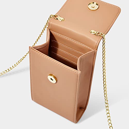 KATIE LOXTON Amy Small Womens Vegan Leather Chain Strap Mini Crossbody Clutch Handbag Purse Taupe