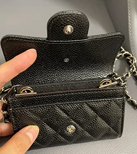 YESIKIMI Conversion Kit Cowhide leather Chain+Insert Change Chanel Flap Card Holder Into A Small Crossbody Purse
